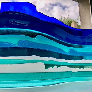 XL Ocean Colours Contemporary Wave Fused Glass Ocean Surfer - Etsy