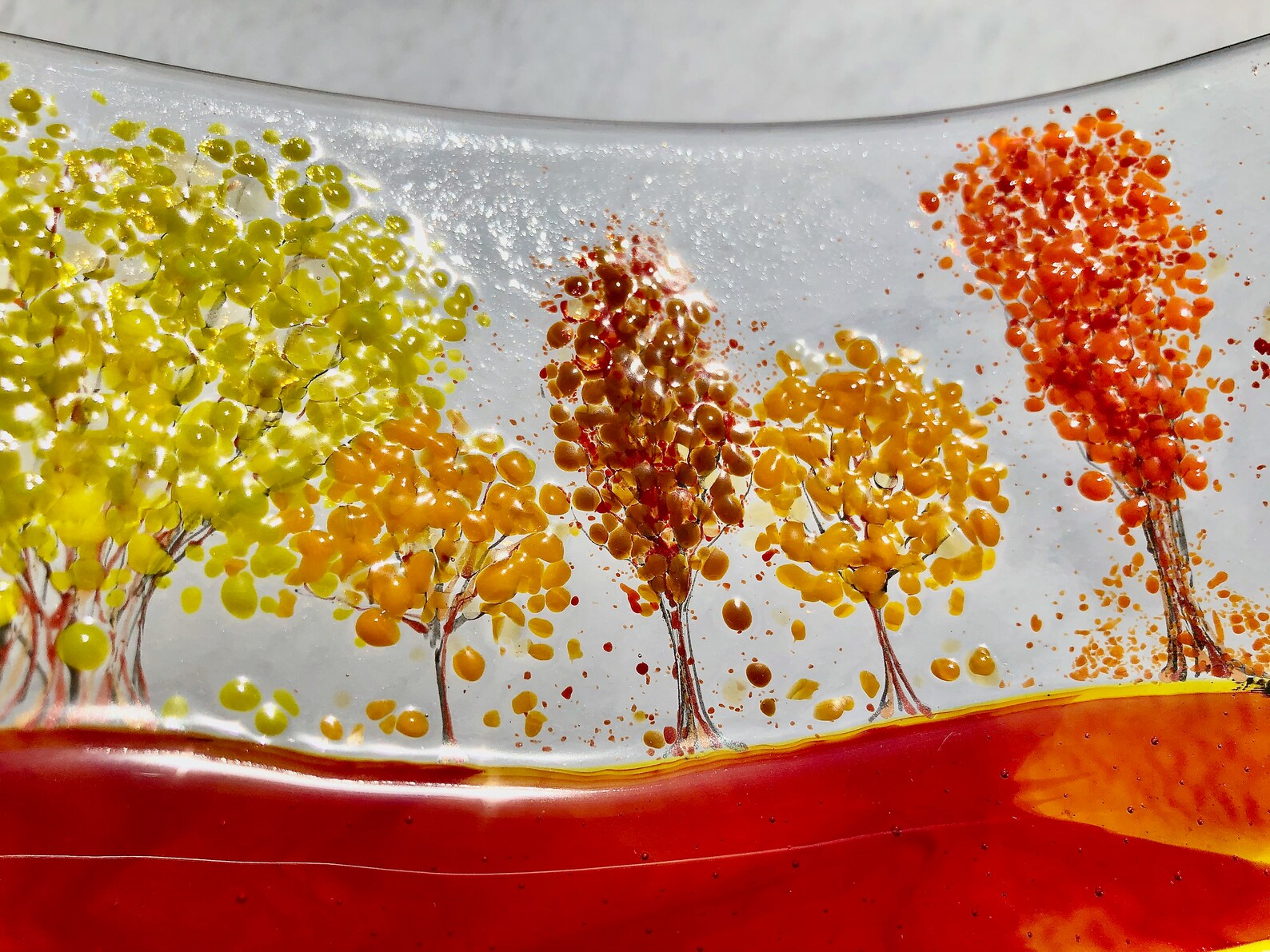 Autumn or Fall Trees Fused Glass Wave Fused Glass Trees - Etsy UK