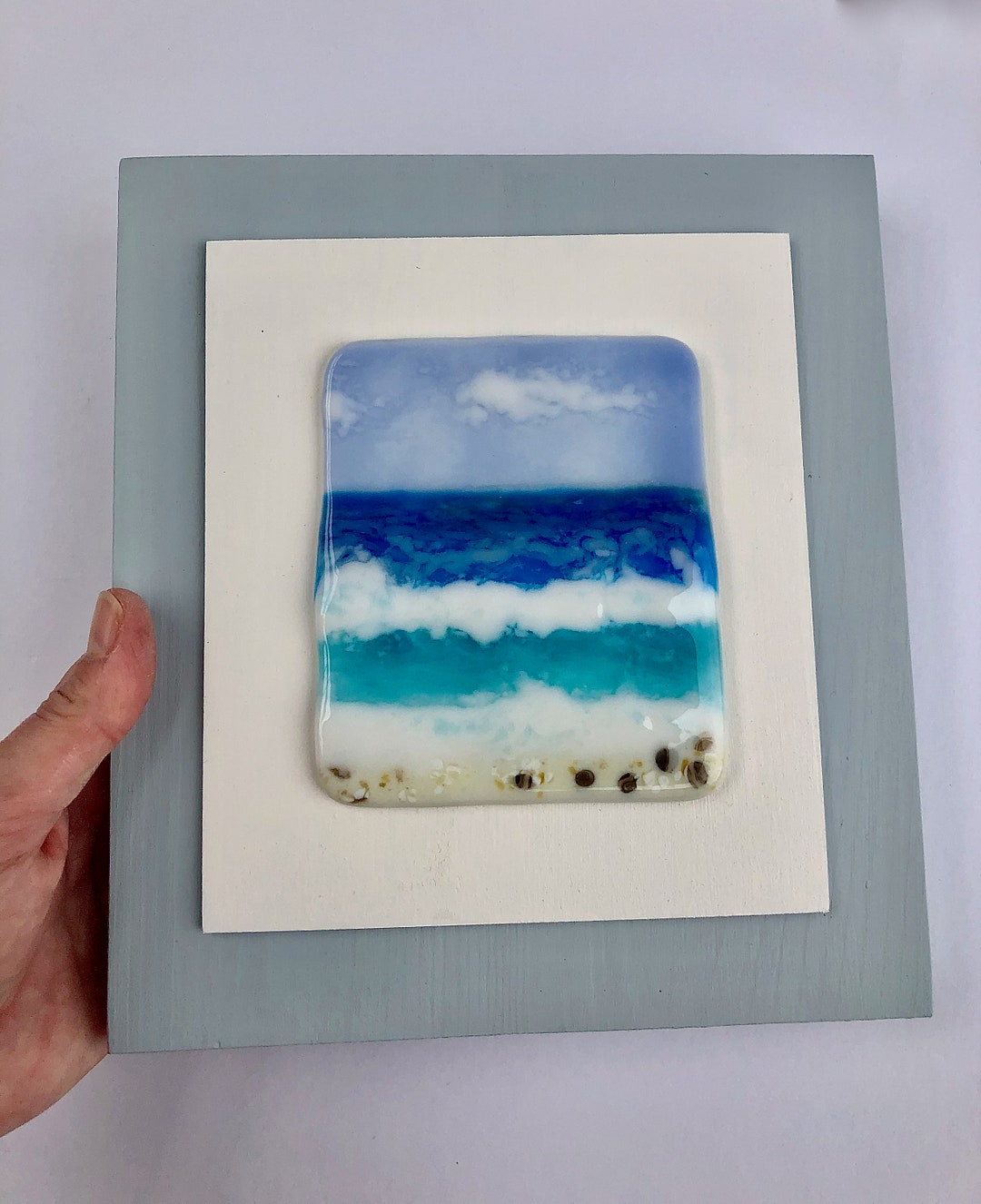 Fused Glass Ocean Waves, Fused Glass Wall Art, Yachting Gift, Fused ...