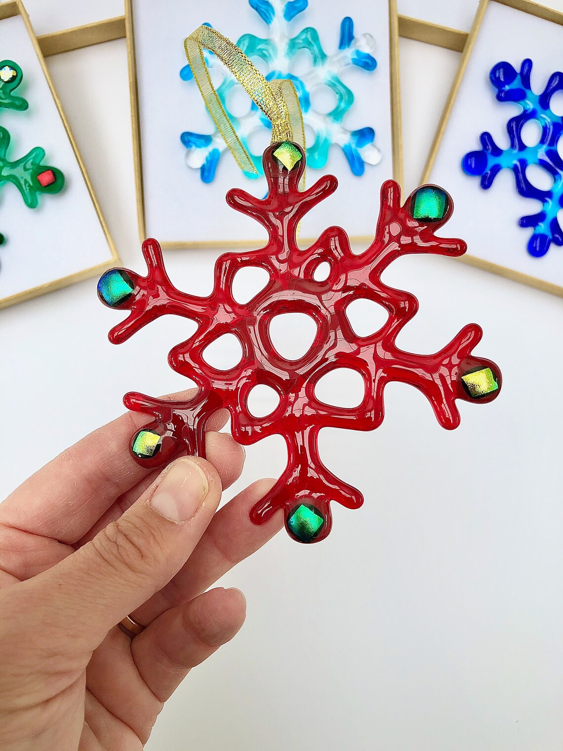 Various Colours Giant Snowflake Fused Glass Christmas | Etsy