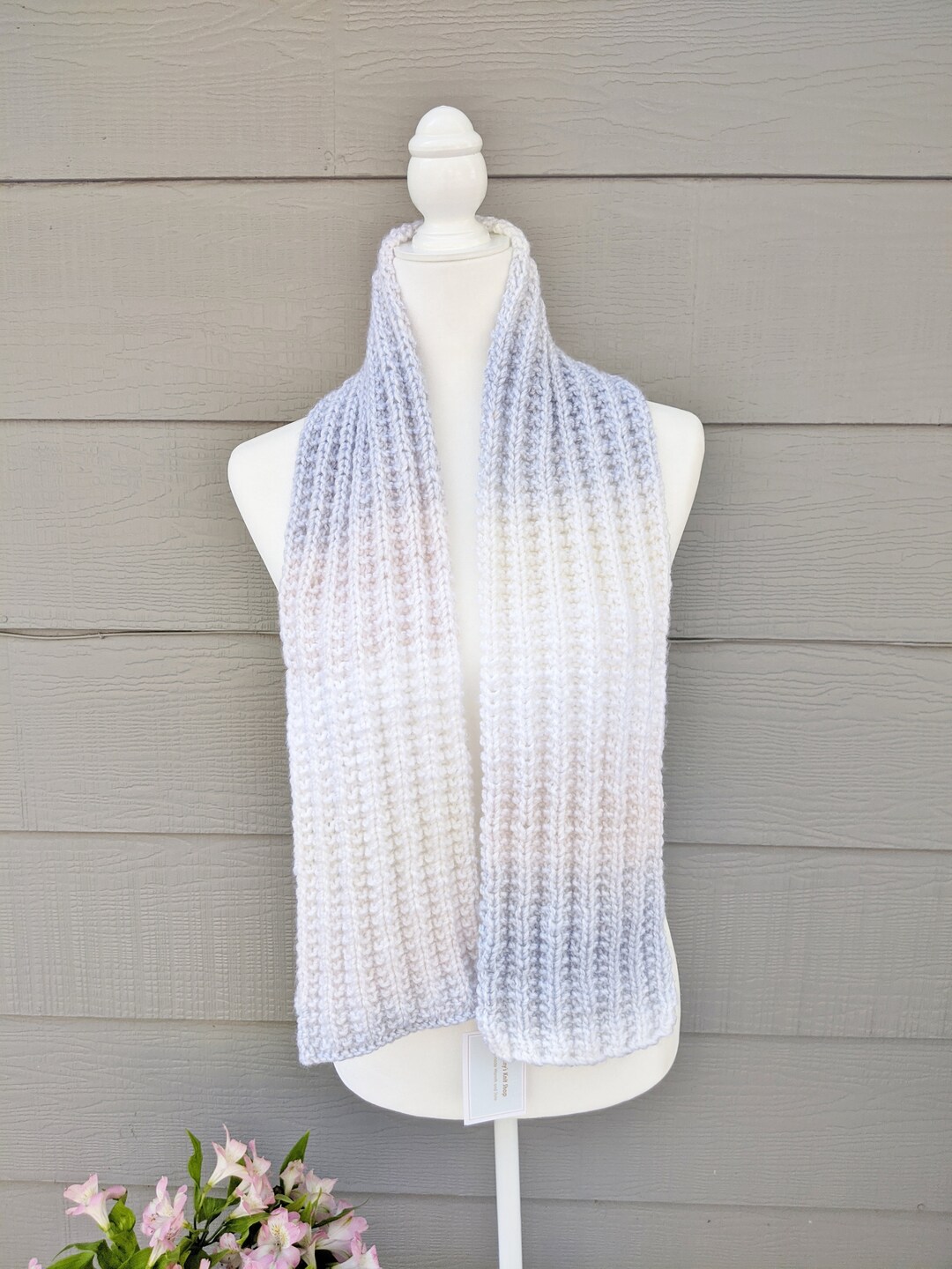 White Knit Scarf Knitted Chunky Scarf Womens Hand Knit - Etsy
