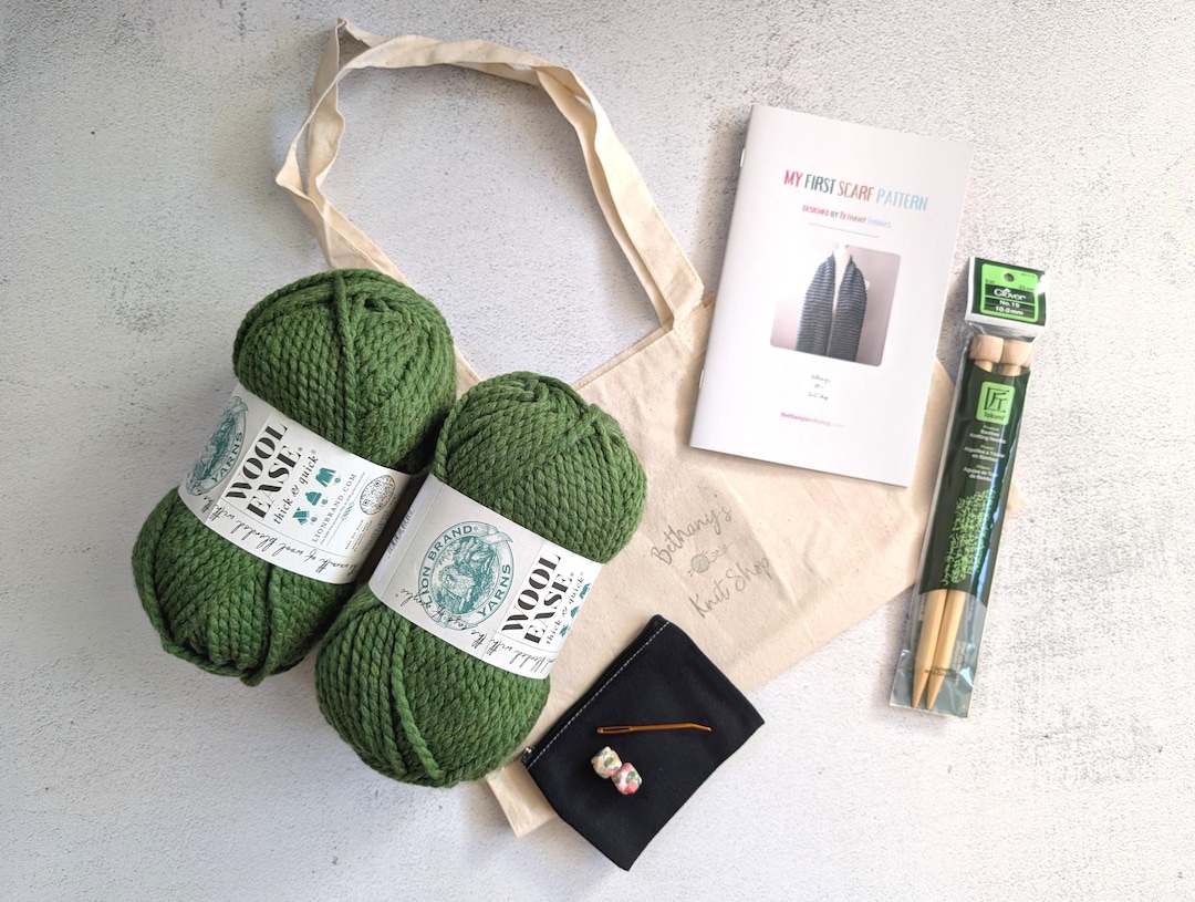 Beginner Knitting Kit, Learn to Knit Kit, DIY Knit Scarf Kit, Easy ...