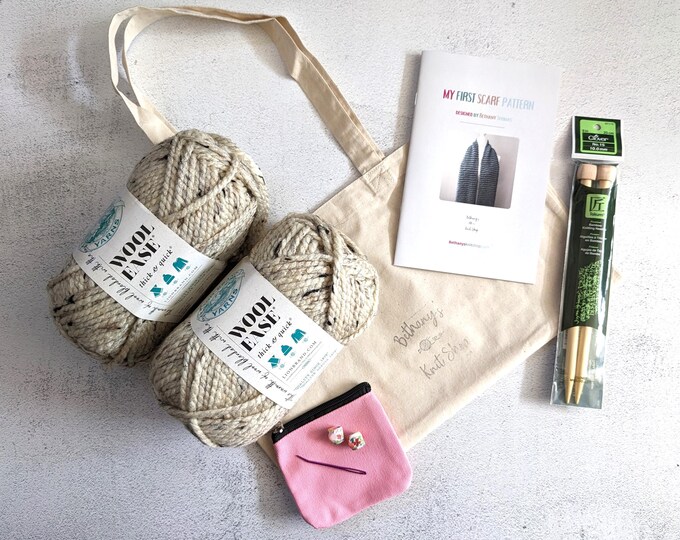 Beginner Knitting Kit, Learn to Knit Kit, DIY Knit Scarf Kit, Easy ...