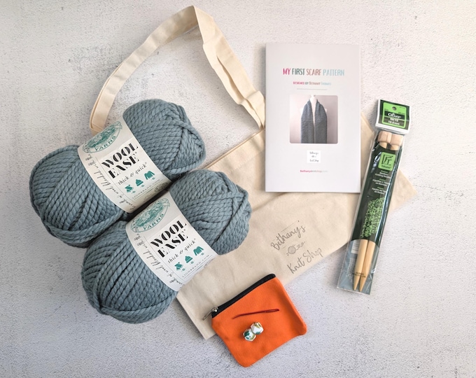 Beginner Knitting Kit, Learn to Knit Kit, DIY Knit Scarf Kit, Easy ...