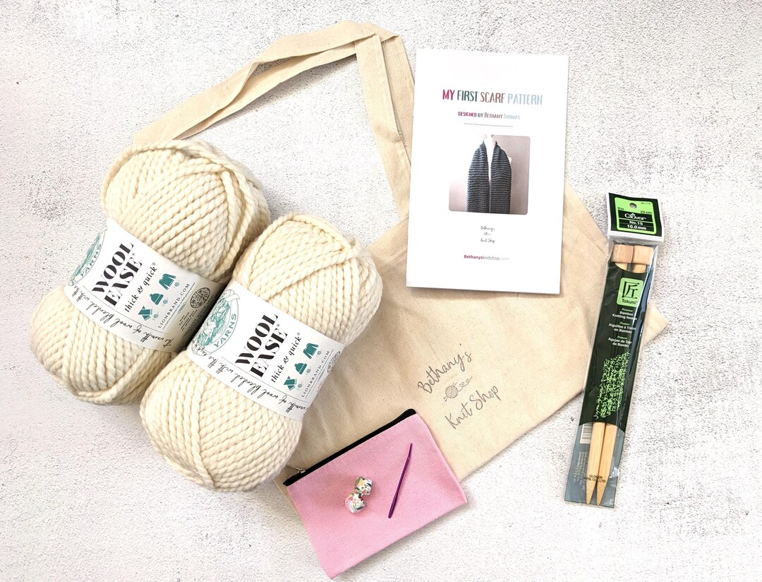 Beginner Knitting Kit, Learn to Knit Kit, DIY Knit Scarf Kit, Easy ...