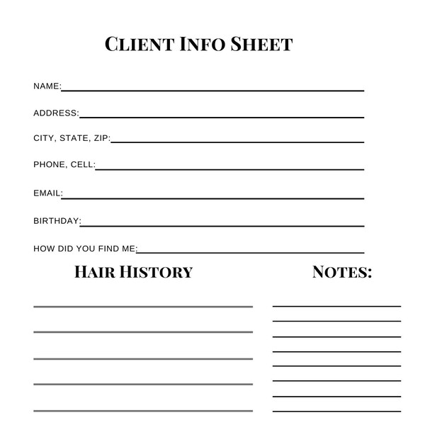 Salon Client Card - Etsy