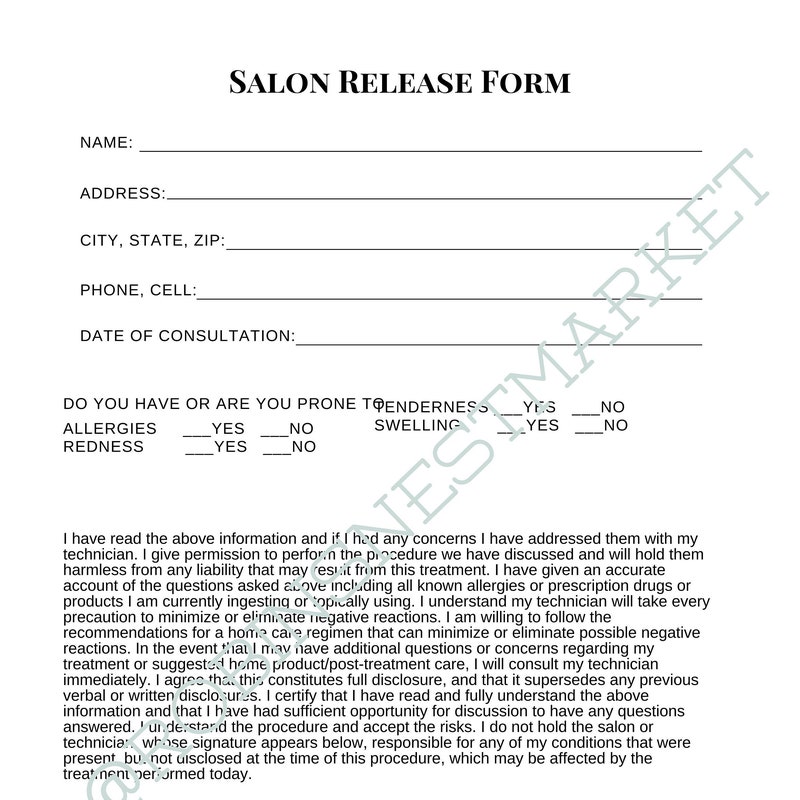 Salon Forms - Etsy