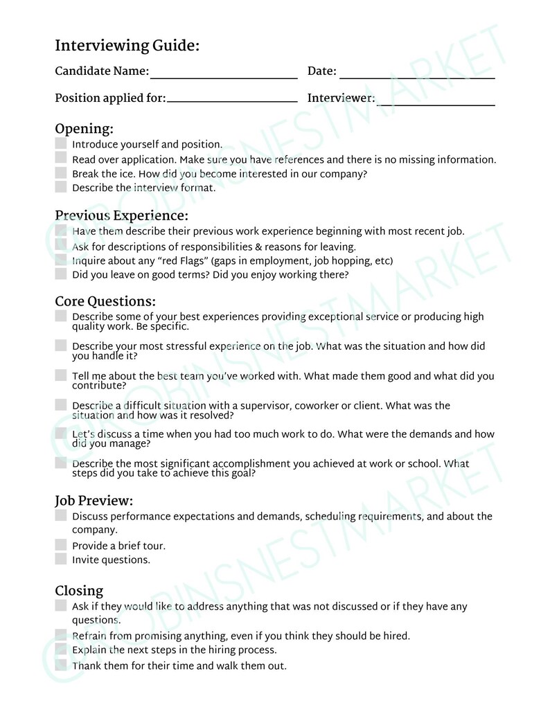 Business Owner Tools Interviewing and Hiring Guide New Hire Evaluation ...