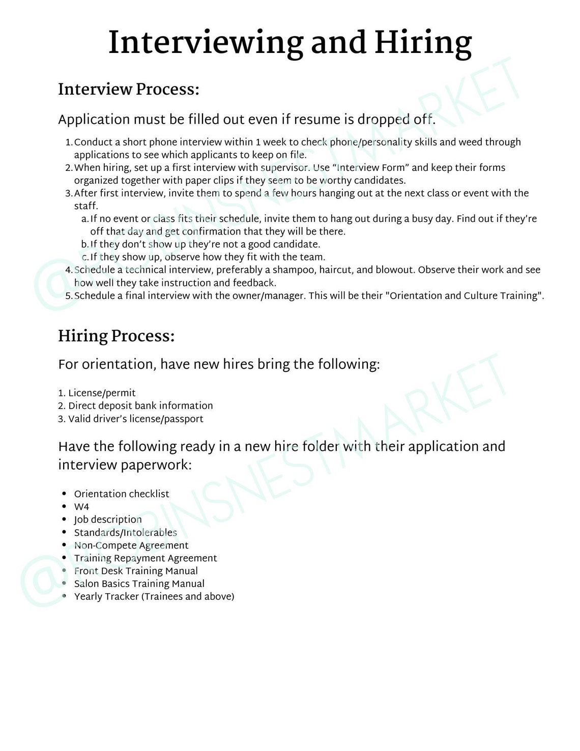 Business Owner Tools Interviewing and Hiring Guide New Hire Evaluation ...