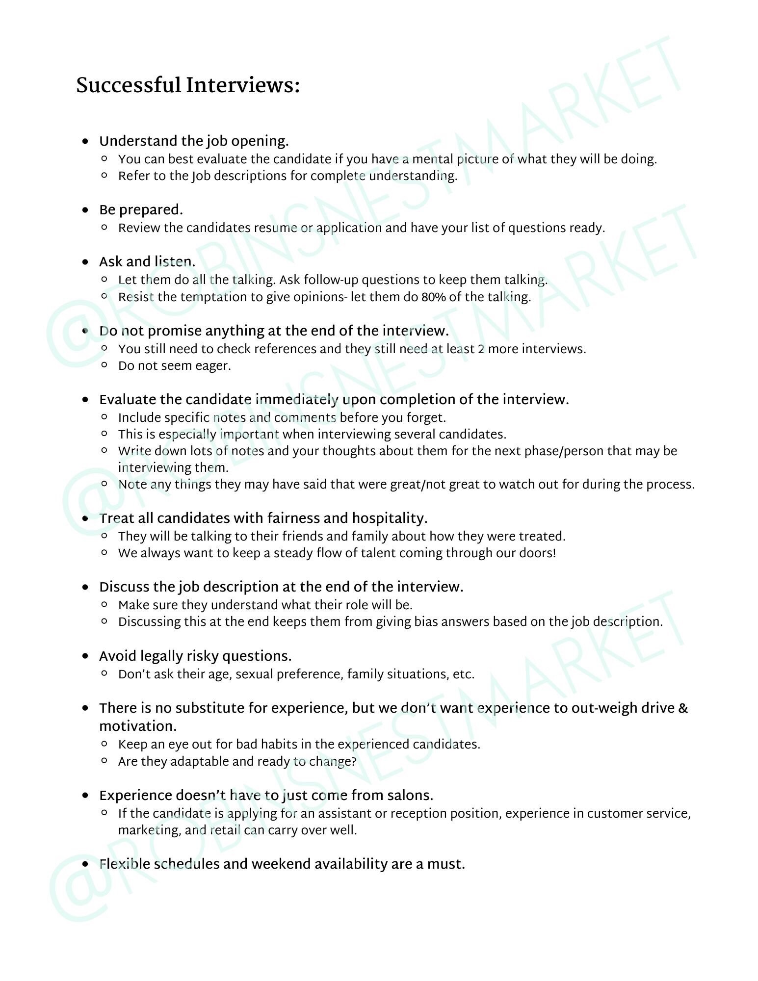 Business Owner Tools Interviewing and Hiring Guide New Hire Evaluation ...