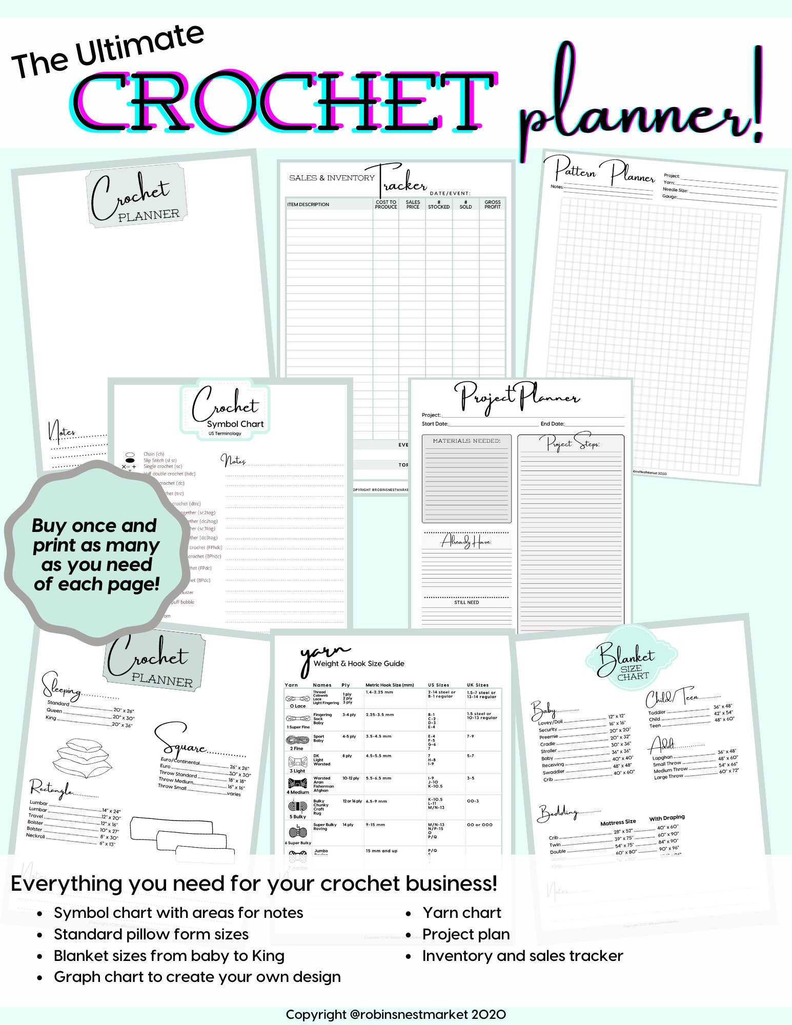 Crochet Project Notebook Planner Updated Design Sales & - Etsy