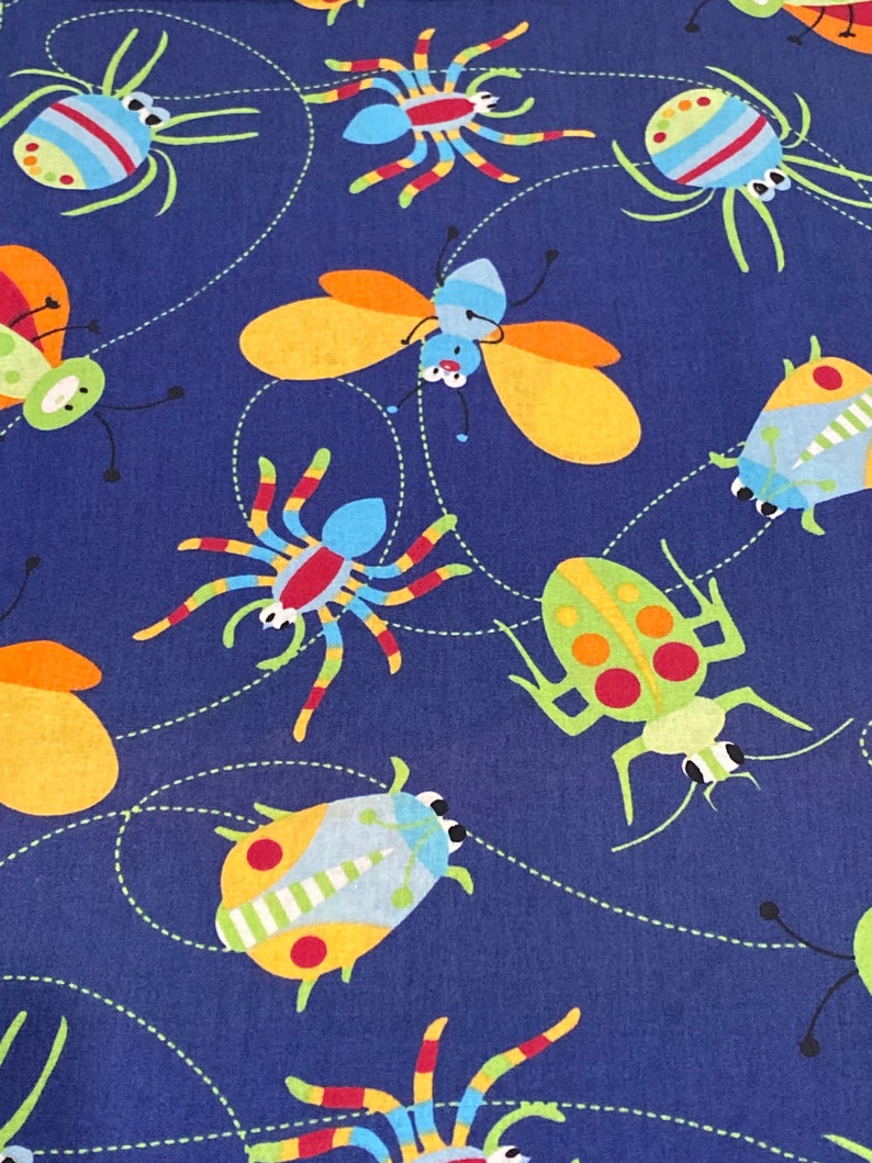 By the Yard Cotton Fabric BTY Kids Boys Bugs Insects Spiders Moths ...