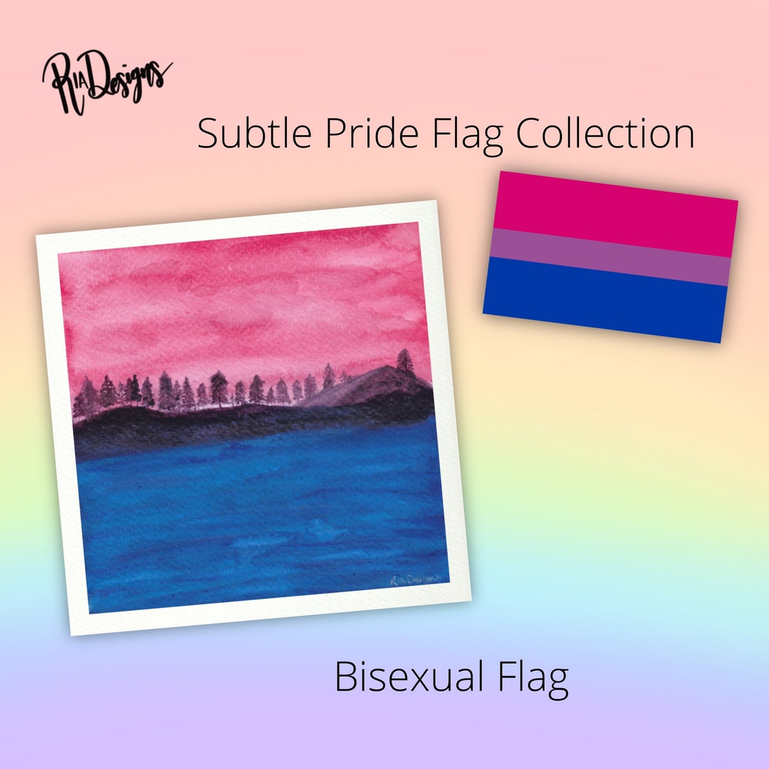 Bisexual Flag Pride Print 5.5" X 5.5" - Watercolour Sky - Subtle Pride ...
