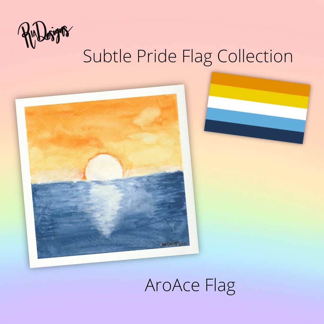Aroace Flag Pride Print 5.5" X 5.5" - Watercolour Sky - Subtle Pride ...