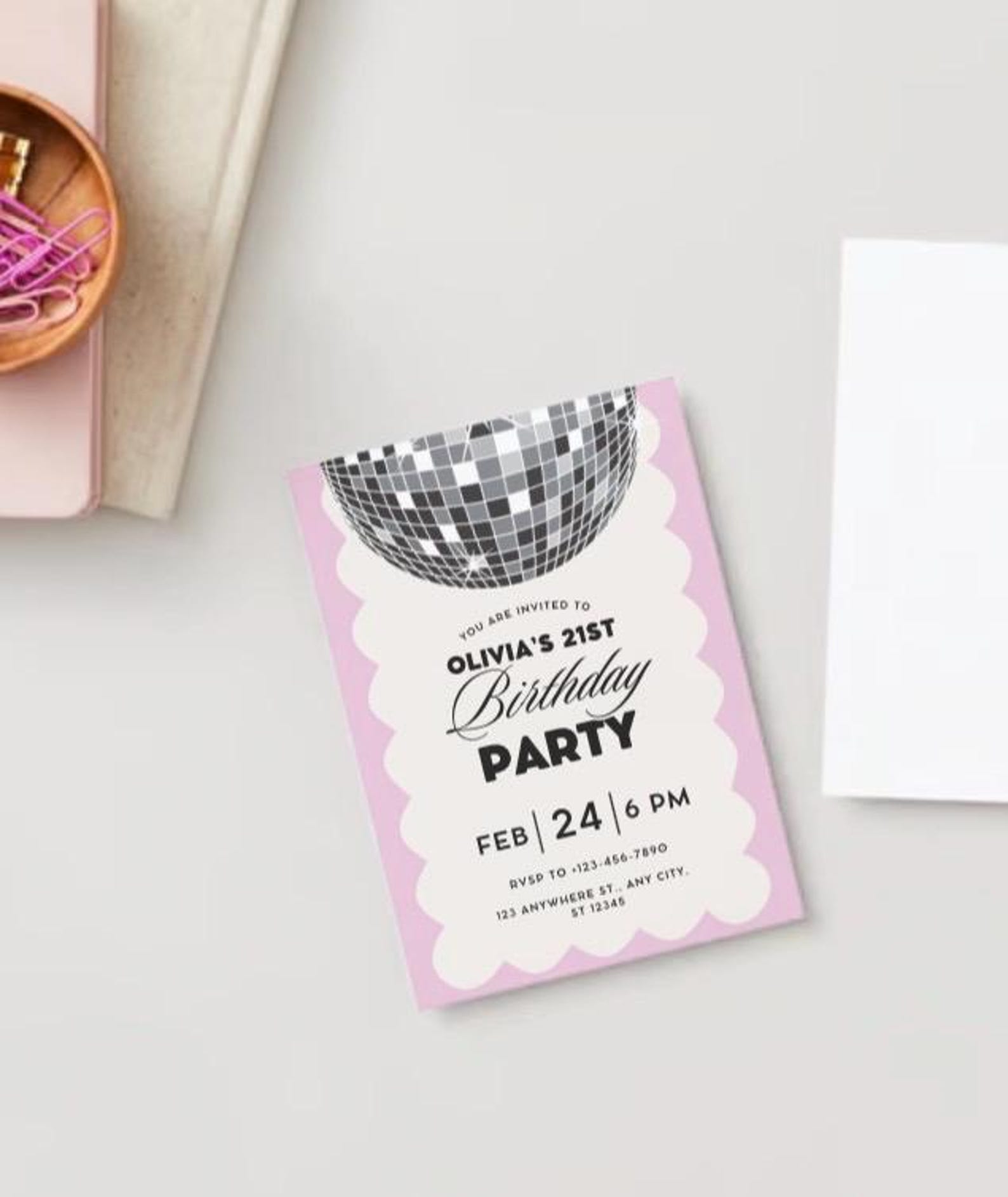 Pink Birthday Invite, 21st Birthday Invitation, Birthday Party ...
