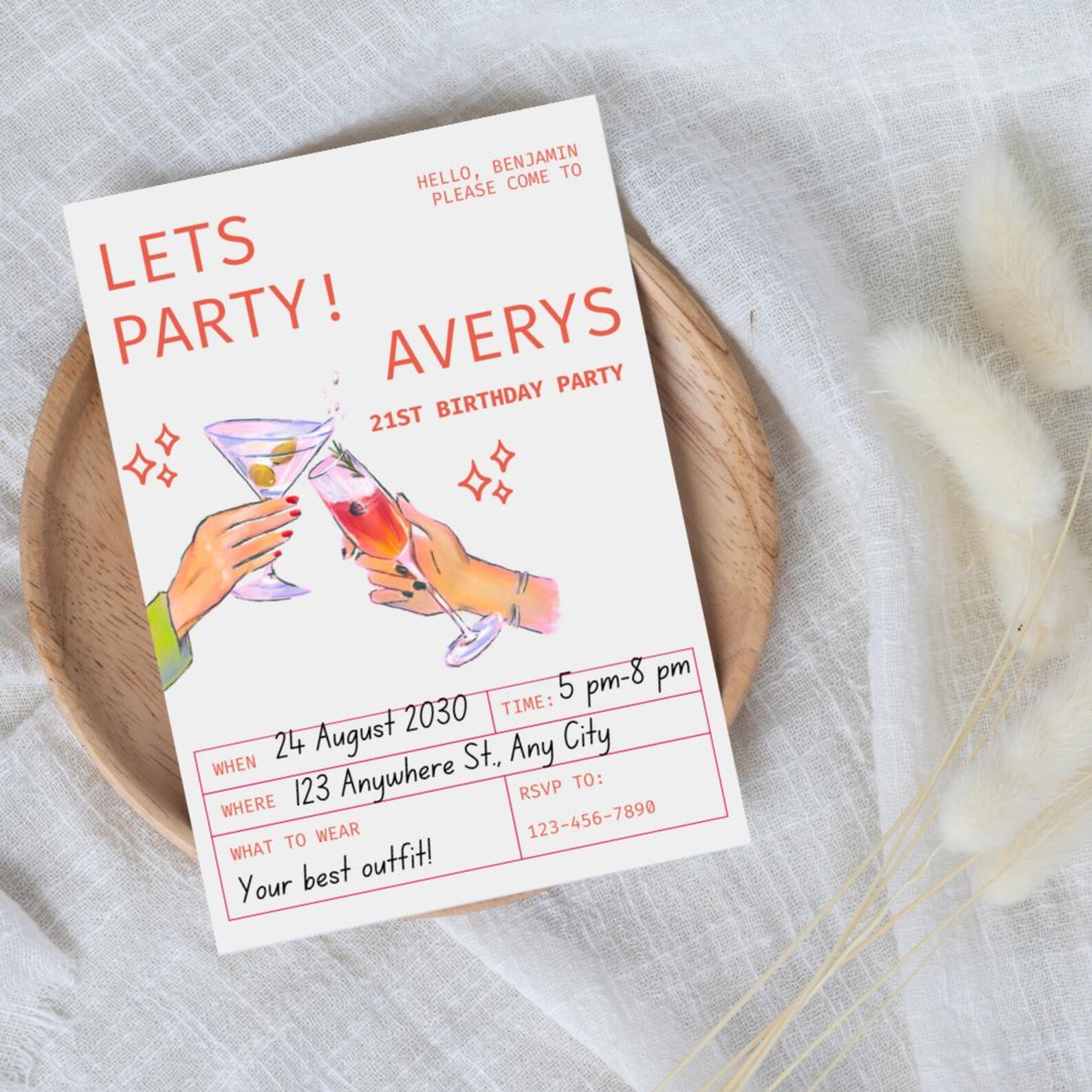 Pink Birthday Invite, 21st Birthday Invitation, Birthday Party ...