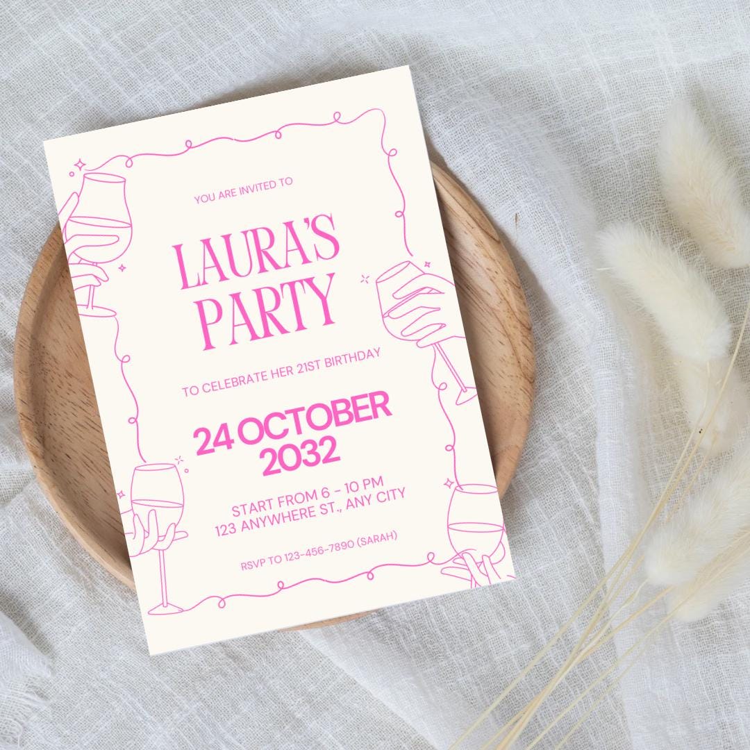 Girly Birthday Invite, 21st Birthday Invitation, Birthday Party ...