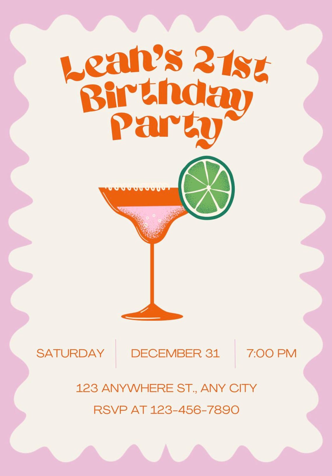 Pink Birthday Invite, 21st Birthday Invitation, Birthday Party ...