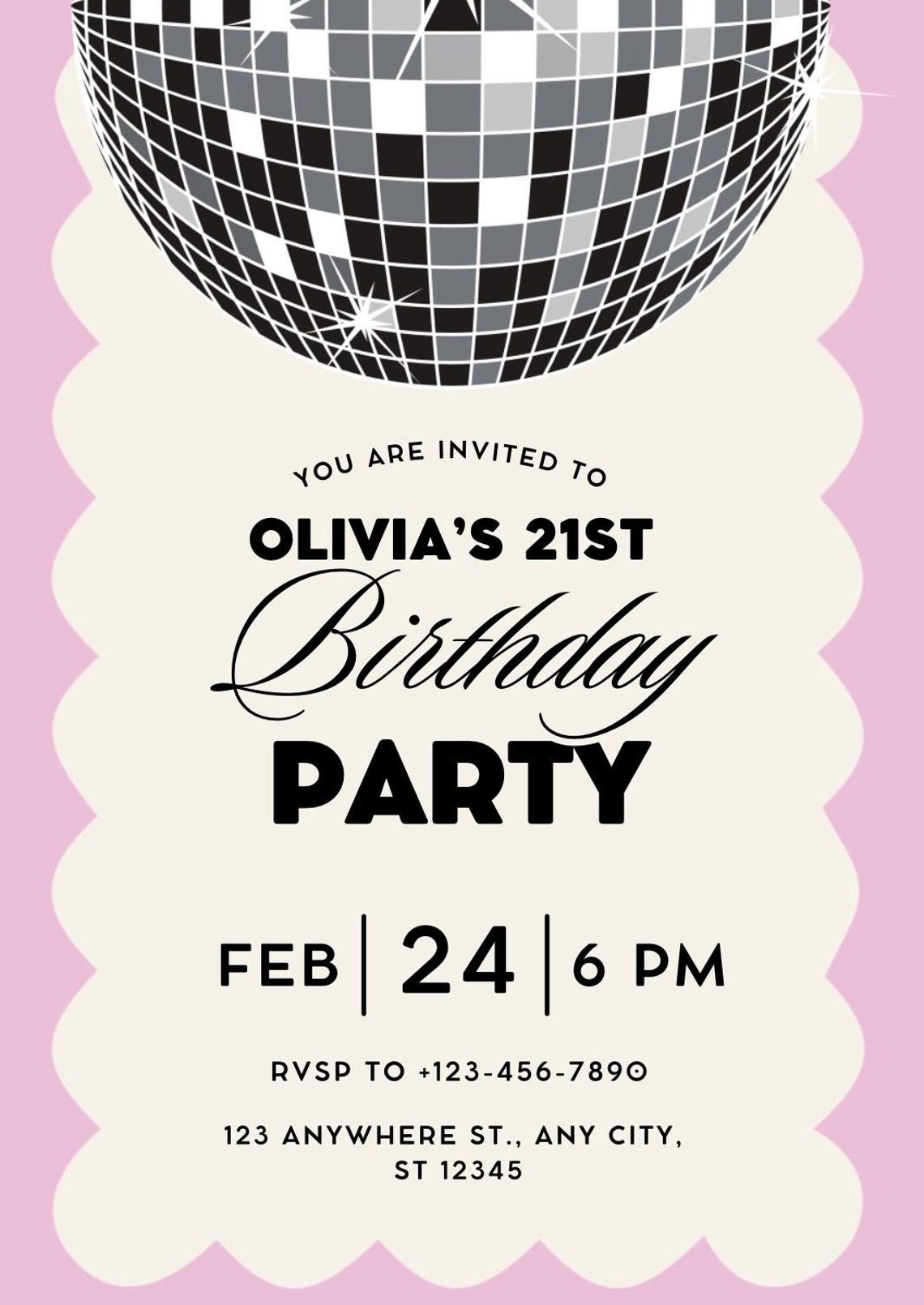 Pink Birthday Invite, 21st Birthday Invitation, Birthday Party ...
