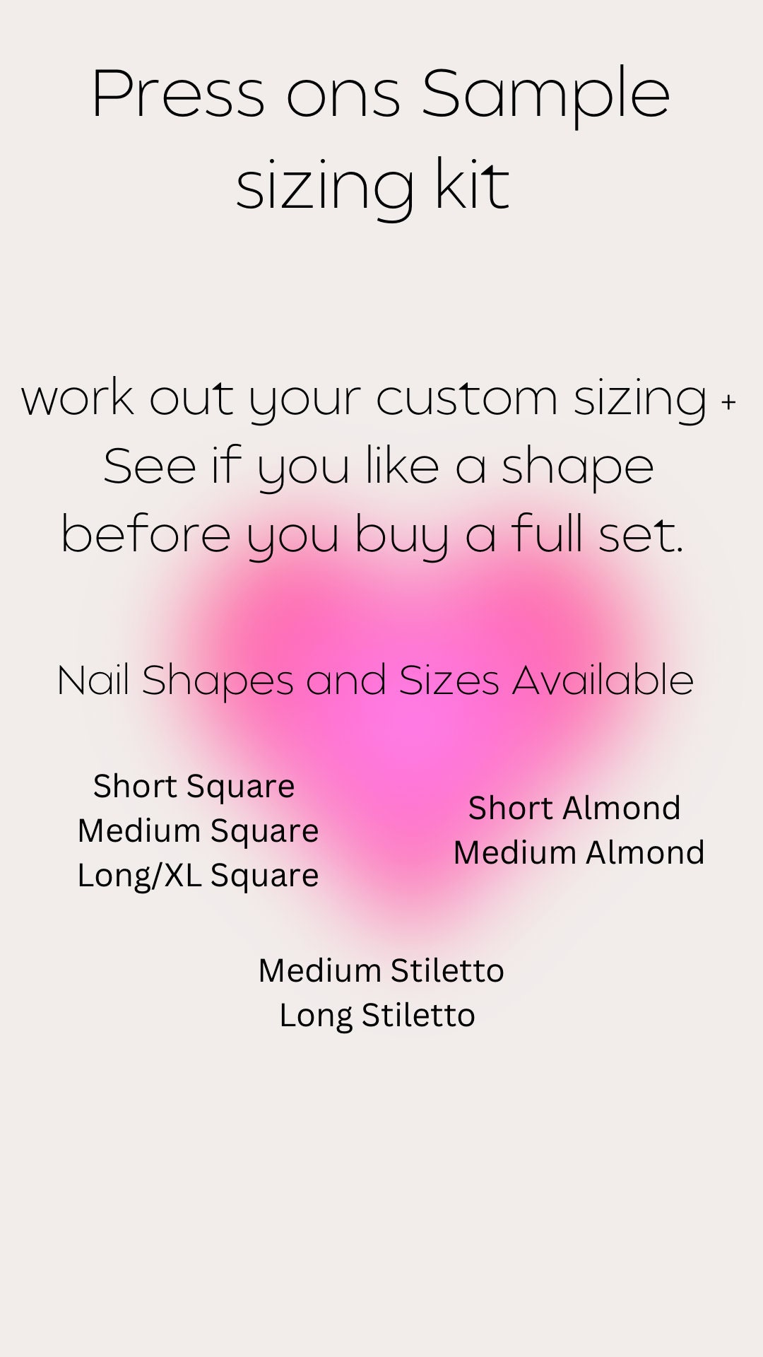 Sample Sizing Guide Pack Press Ons - Etsy