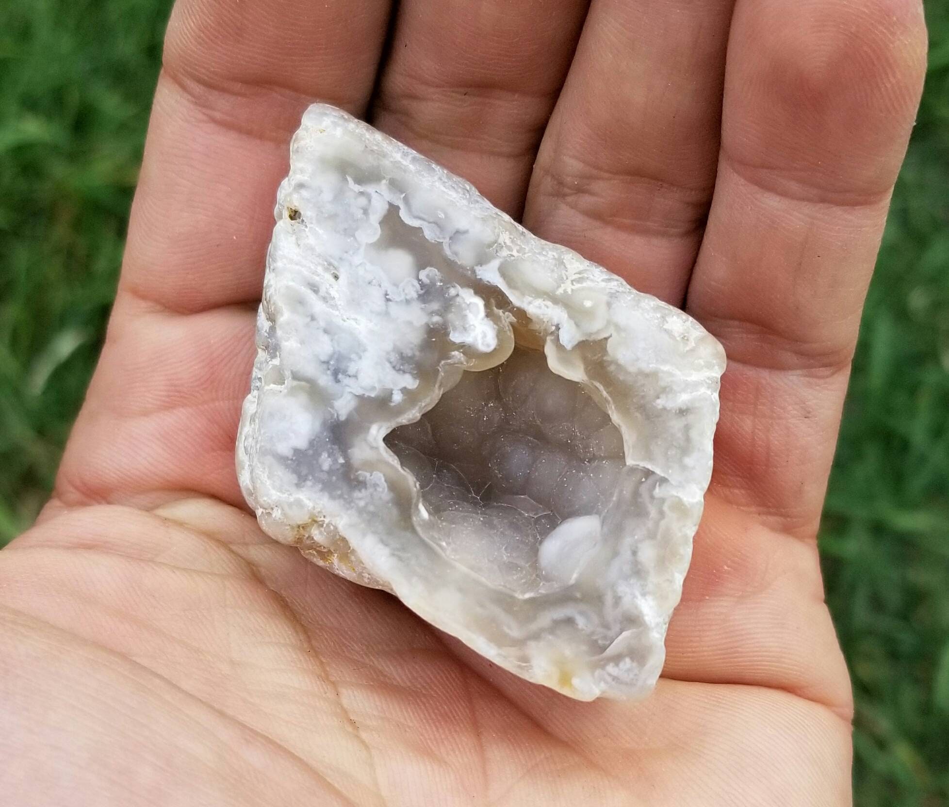 Clear Botryoidal Agate Geode Polished Natural Plume Montana | Etsy