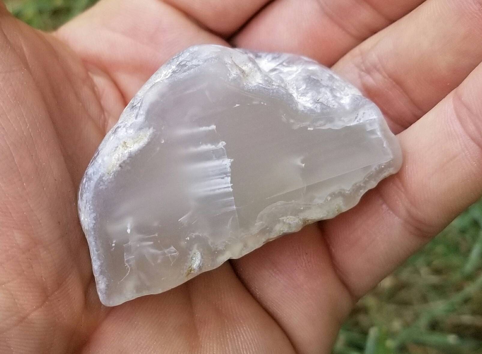 Clear Waterline Agate With Flat Face Natural Polished Stone | Etsy