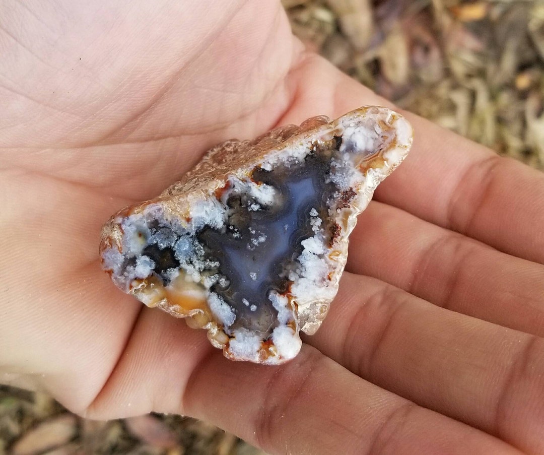 Steel Blue and Black Fortification Plume Agate Stone (montana) A+ - Etsy