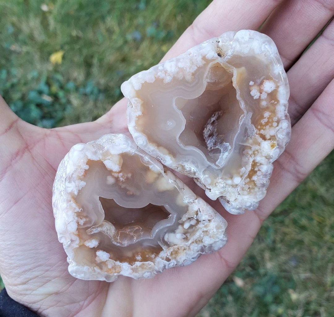 Natural Plume Botryoidal Agate Geode (montana) Polished Natural Pair - Etsy