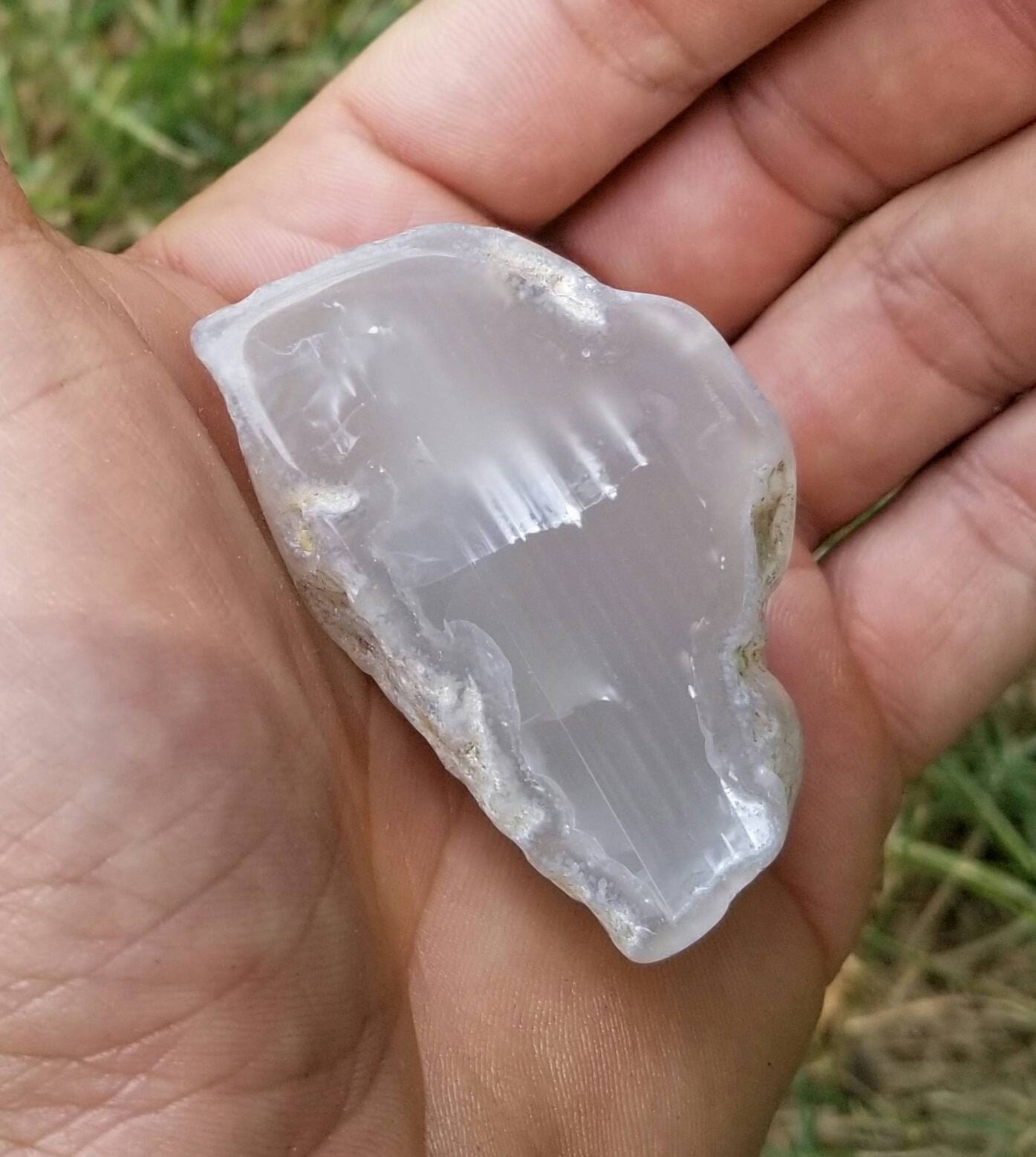 Clear Waterline Agate With Flat Face Natural Polished Stone | Etsy