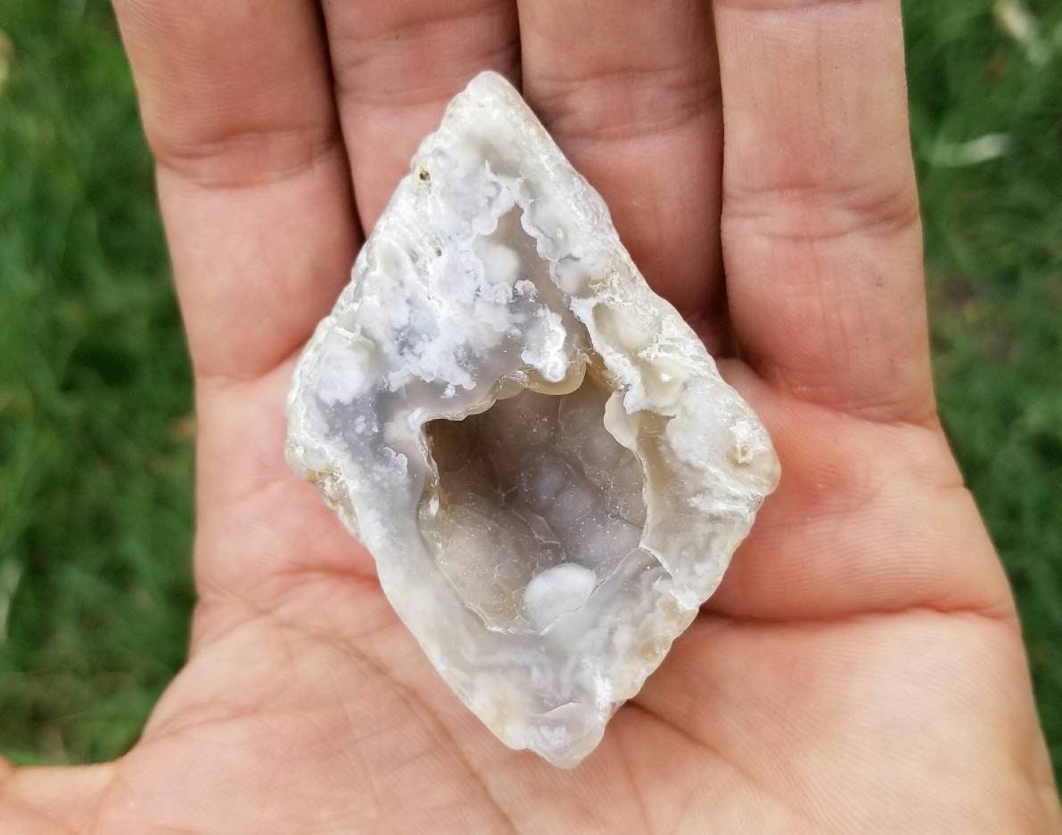 Clear Botryoidal Agate Geode Polished Natural Plume Montana | Etsy