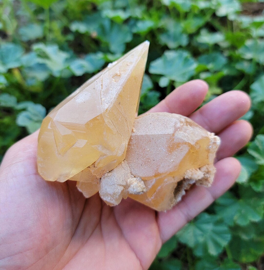 12 Ounce Double Terminated Golden Stellarbeam Calcite Crystal Cluster ...
