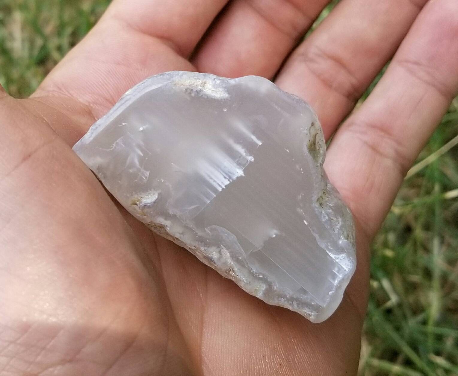 Clear Waterline Agate With Flat Face Natural Polished Stone | Etsy
