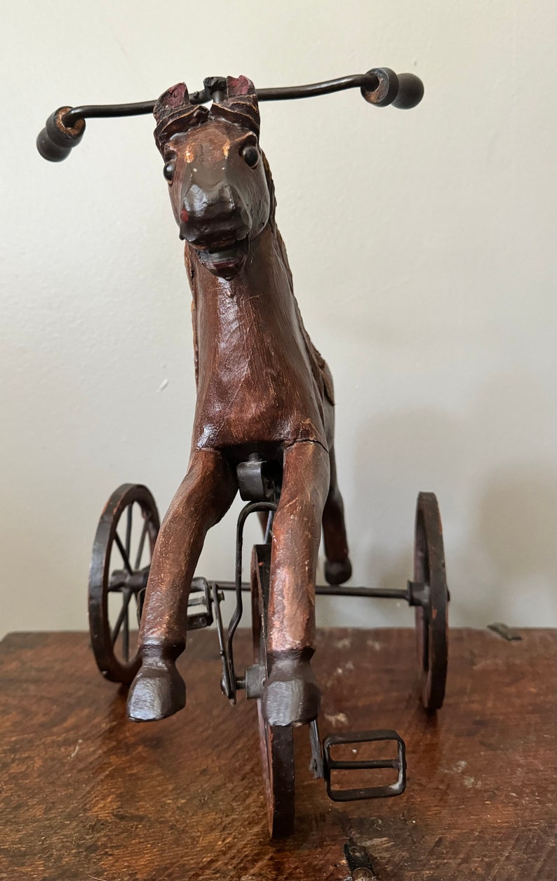 Antique Wooden Horse Tricycle Toy - Etsy