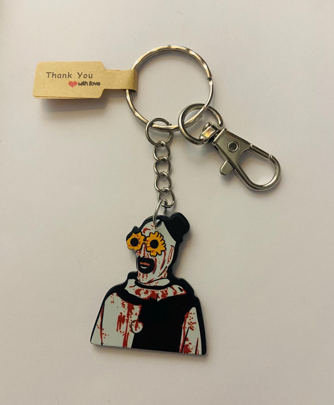 Art the Clown Terrifier Keychain Flowers Glasses SHIPPING WITH TRACKING ...