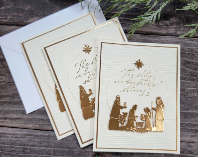 Set of 3 Christian Christmas Cards Christian Christmas Card Set-stars ...