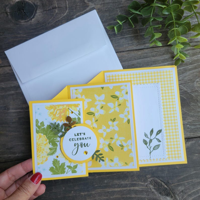 Yellow Floral Fun Fold Birthday Card: Unique Display Card - Etsy