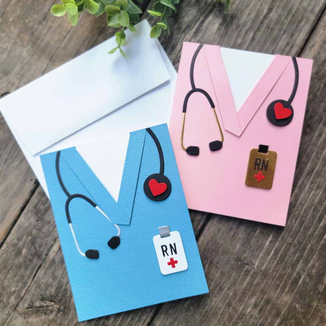 Nurse Graduation Card: Stethoscope, ID Badge, Handmade - Etsy