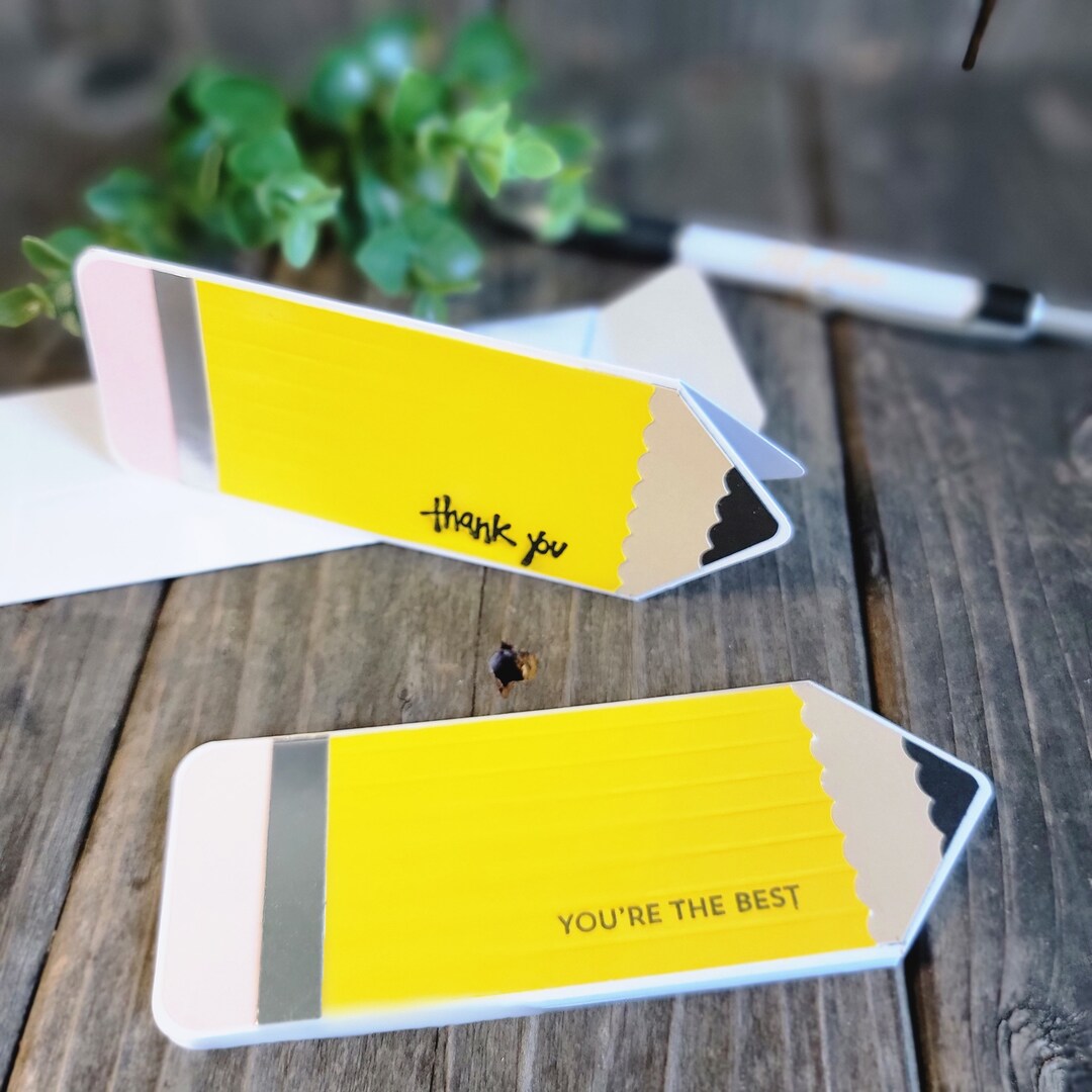 Set of 3 or 5 Pencil Shaped Card for Teacher.daycare Teacher to Show ...