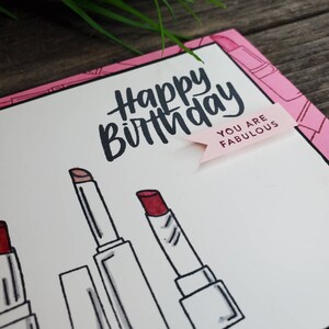 Beauty Birthday Card for Friend|lipstick Birthday Card|card for ...