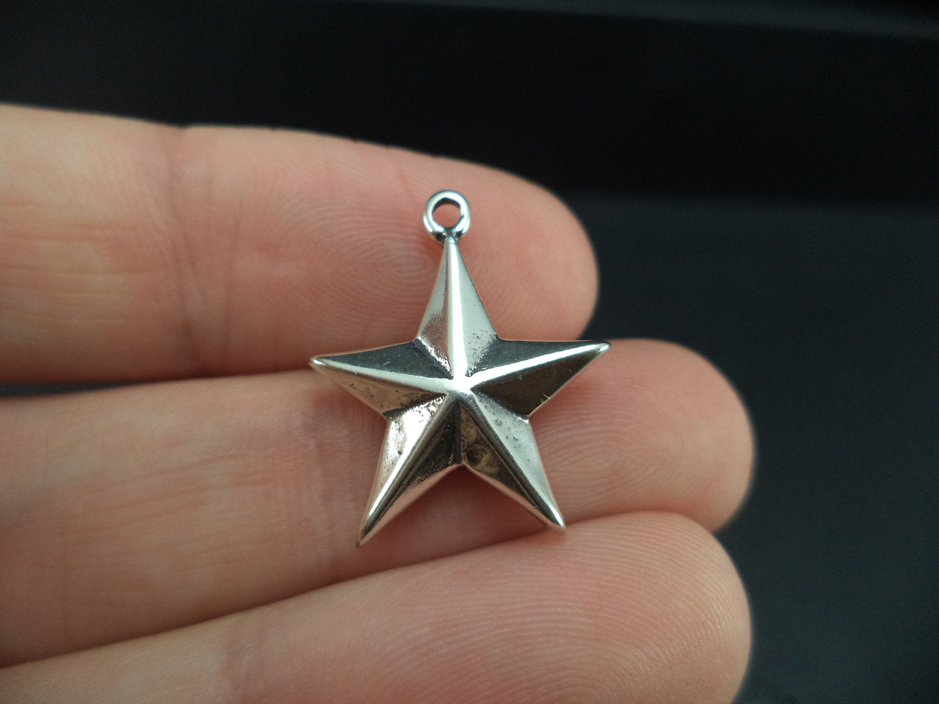 Sterling Silver Star large Charm - Etsy