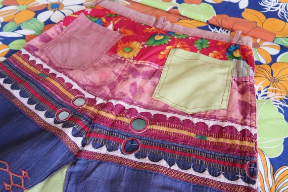 Boho, Patchwork Skirt, 70s, Hippie, Ethnic, Bohemian,… - Gem