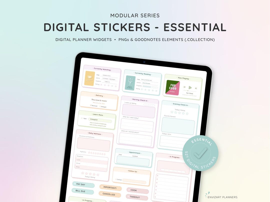 Essential Digital Planner Sticker Set - Modular Pastel (updated!) - Etsy