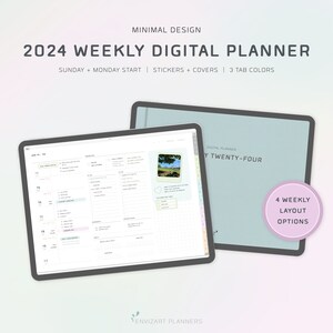Digital Planner 2024 Minimalist Dated Weekly Landscape Pastel iPad ...