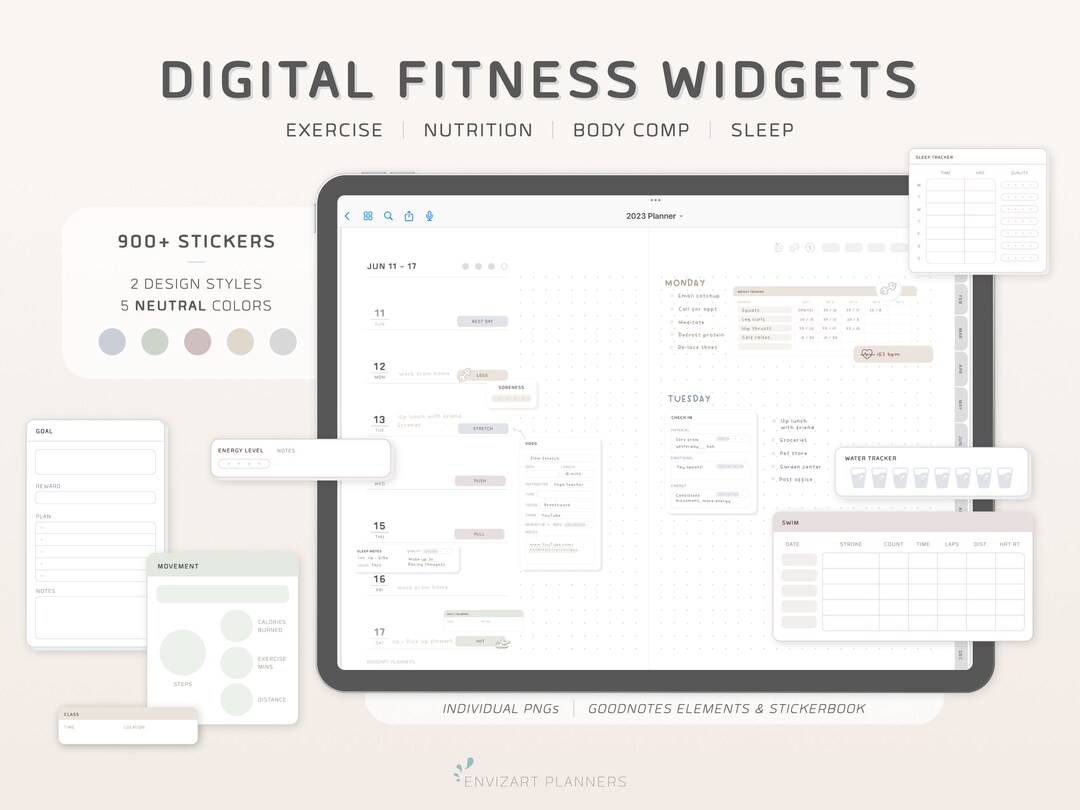 Fitness Widgets for Digital Planning / Digital Stickers for Exercise ...
