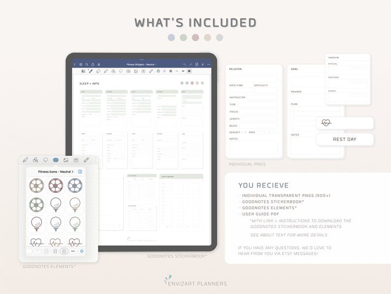 Fitness Widgets for Digital Planning / Digital Stickers for - Etsy
