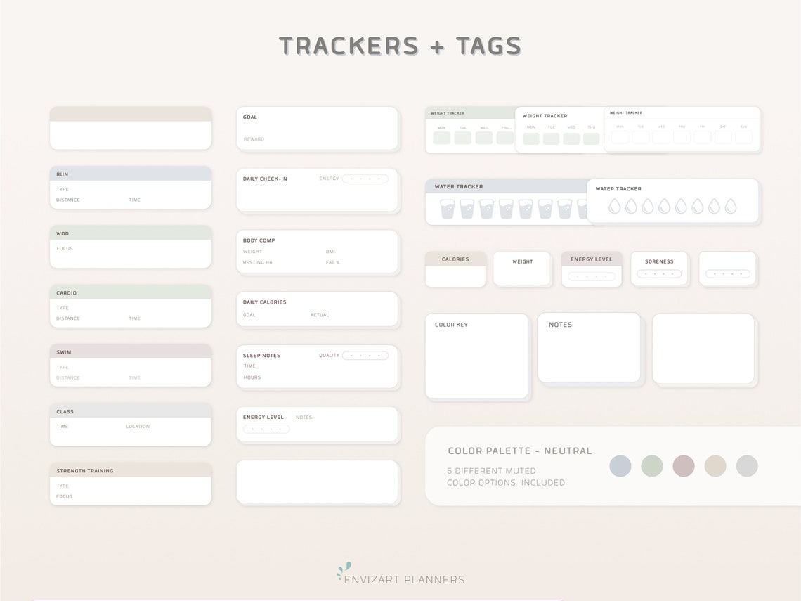 Fitness Widgets for Digital Planning / Digital Stickers for - Etsy