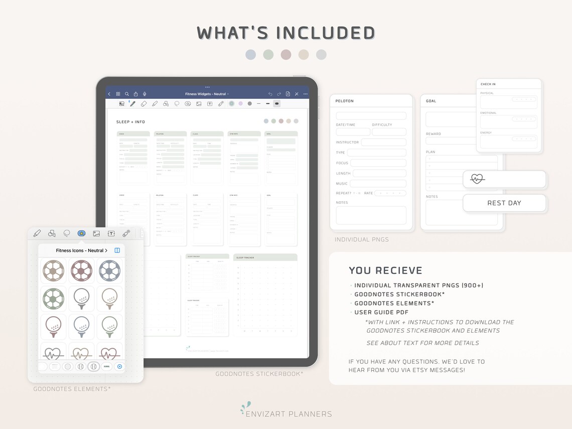 Fitness Widgets for Digital Planning / Digital Stickers for Exercise ...