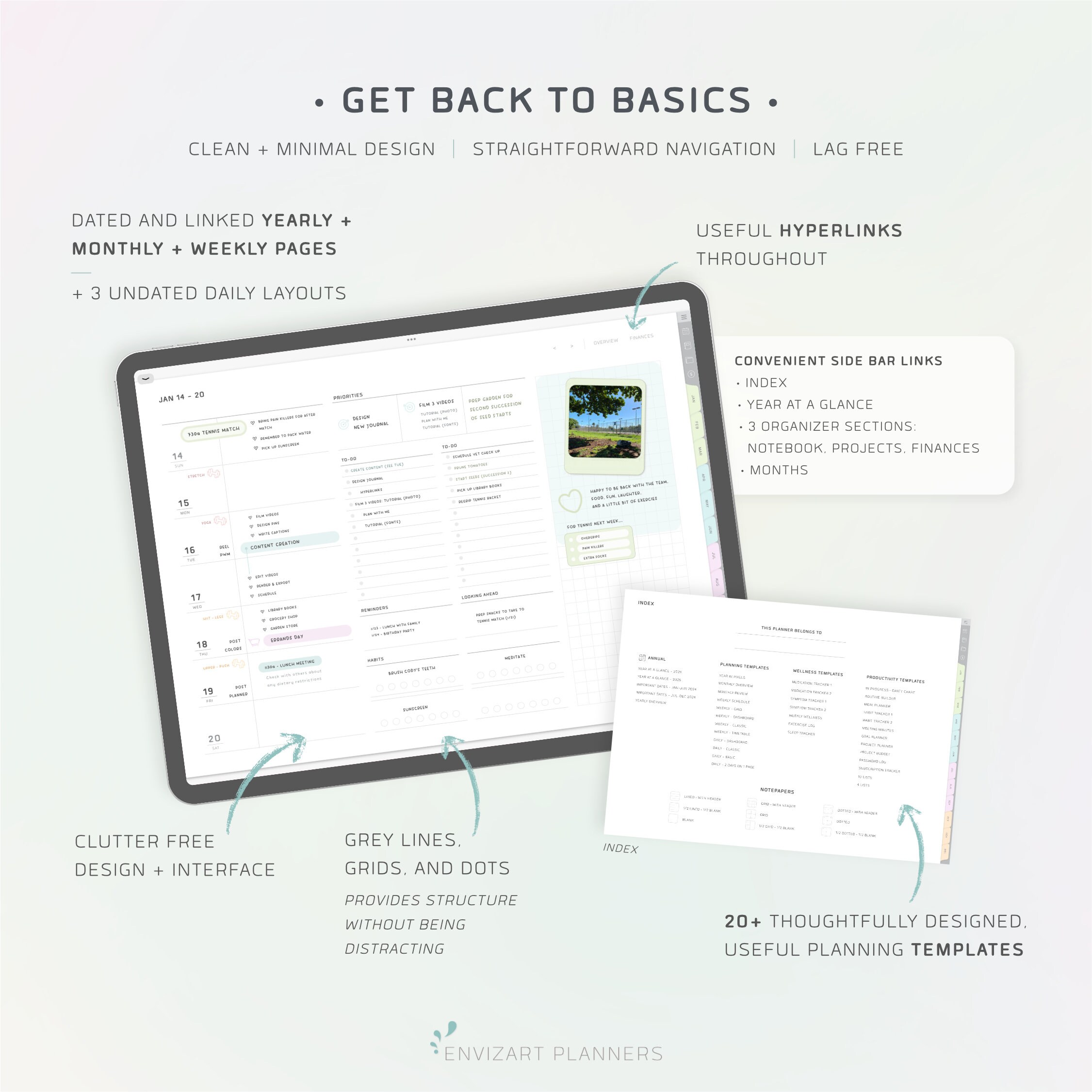 Digital Planner 2024 Minimalist Dated Weekly Landscape Pastel iPad ...