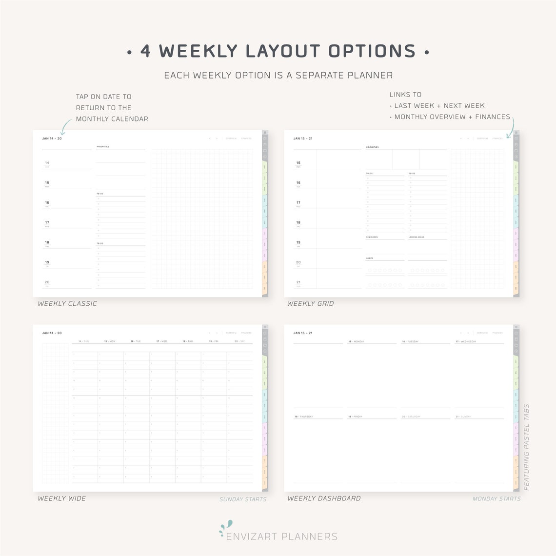 Digital Planner 2024 Minimalist Dated Weekly Landscape Pastel iPad ...