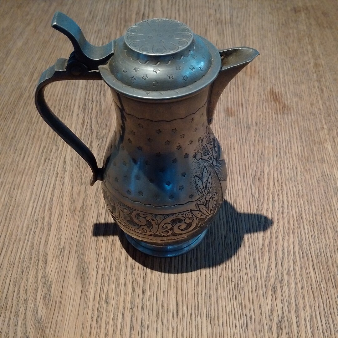 Antique Metal Pitcher With Lid - Etsy